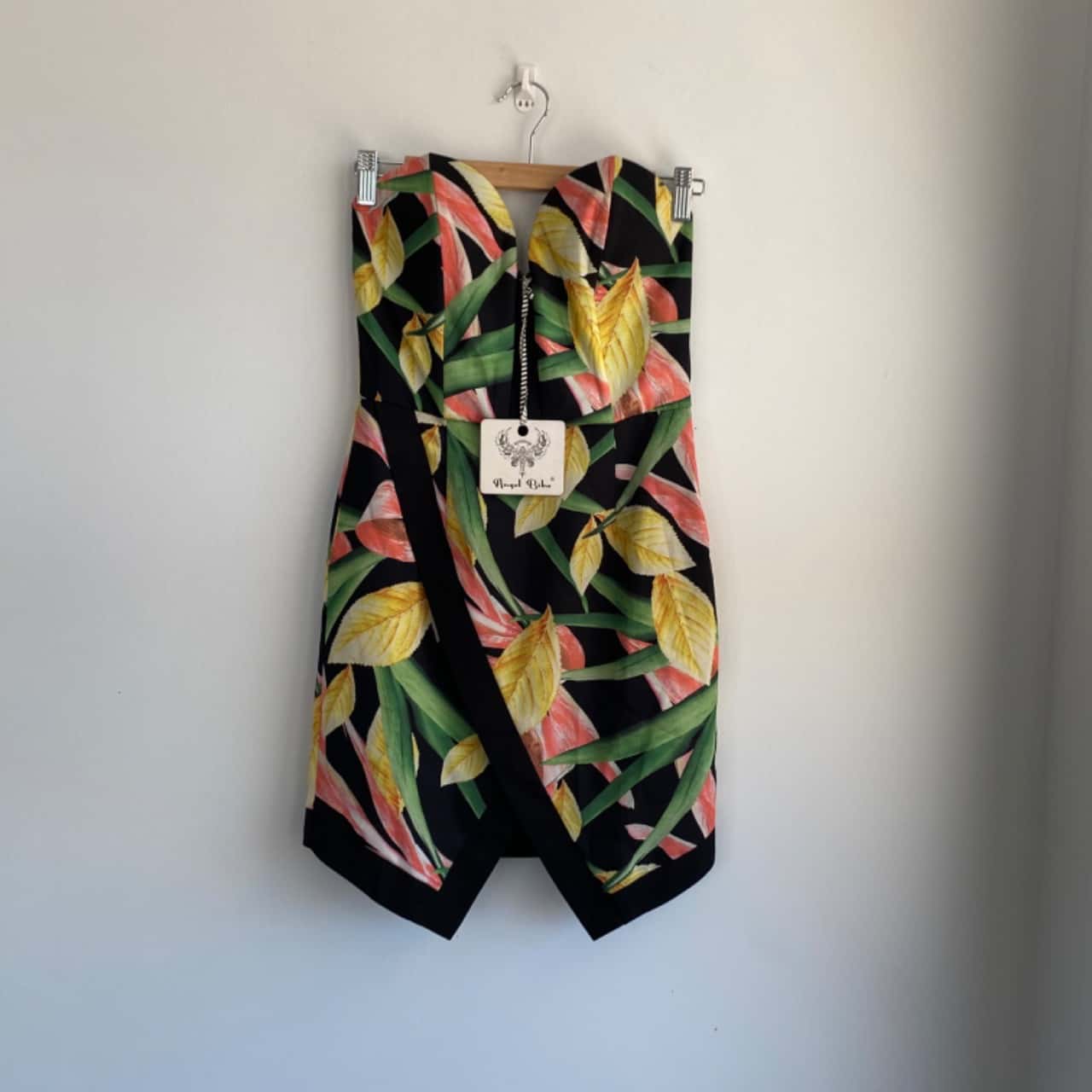 Angel Biba Pattern Floral Mini Strapless Dress Size 8 / S