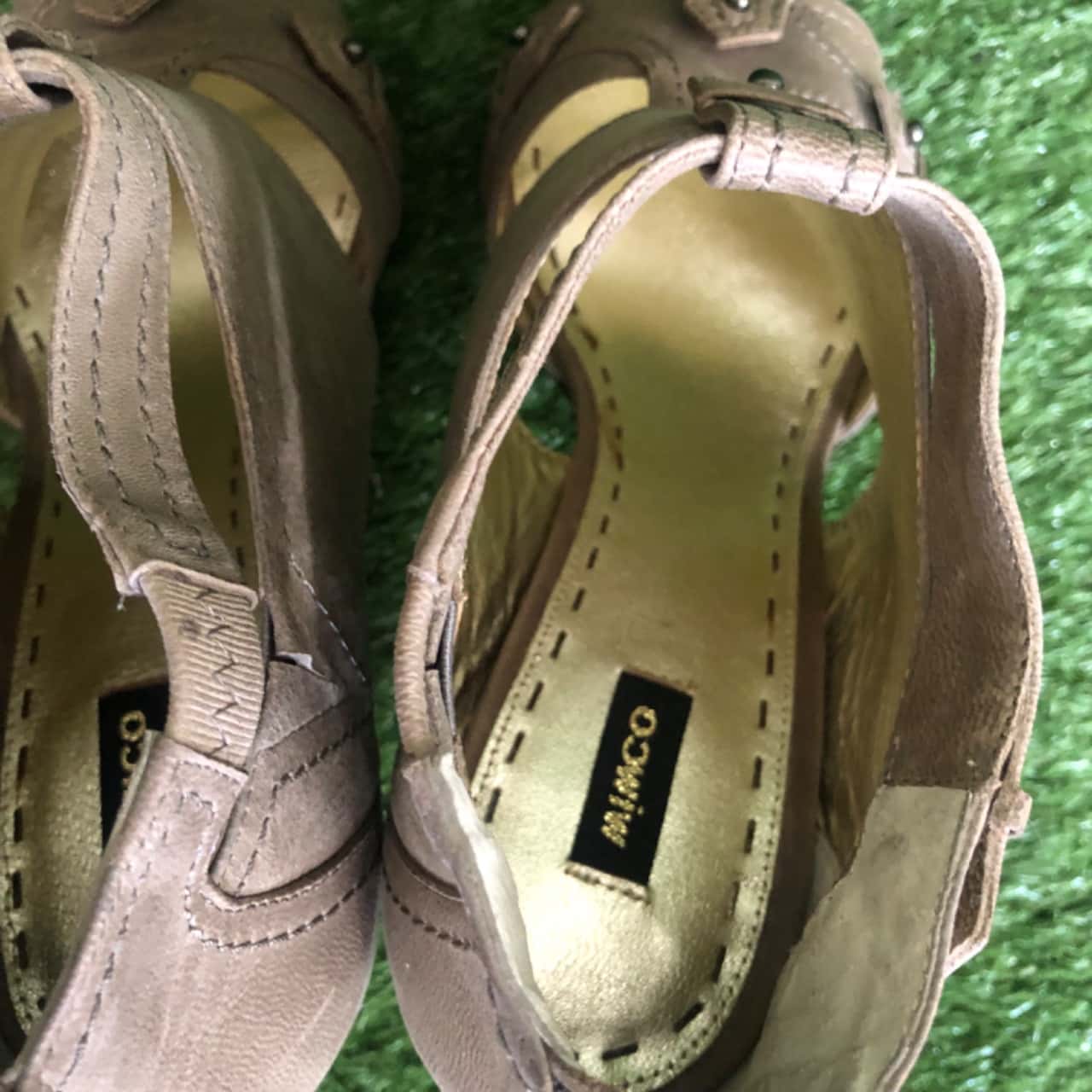 Mimco Taupe Leather Ankle Boots Size 38