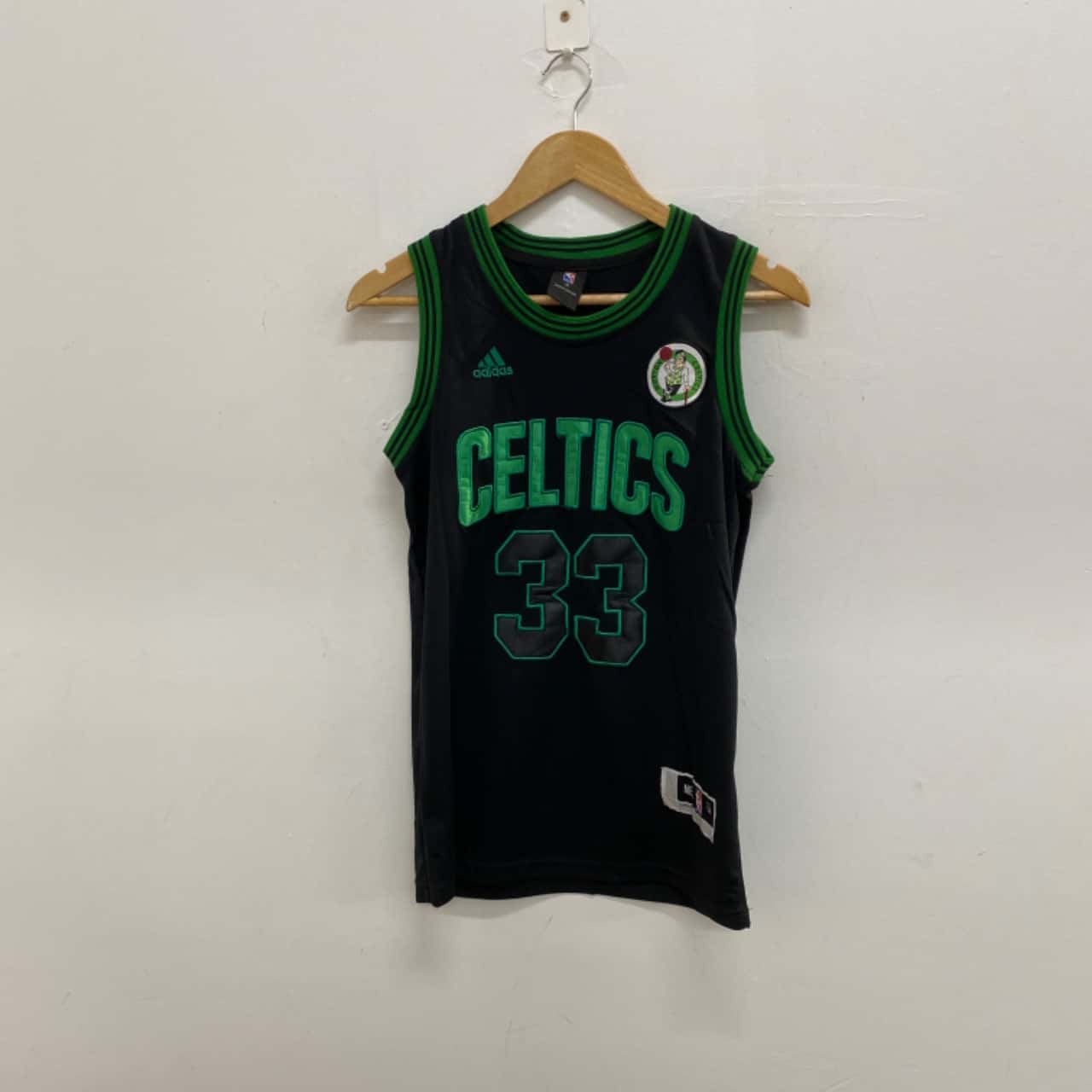 Adidas Boston Celtics 33 Bird Kids Size 12 Sportswear Black / Green (s)