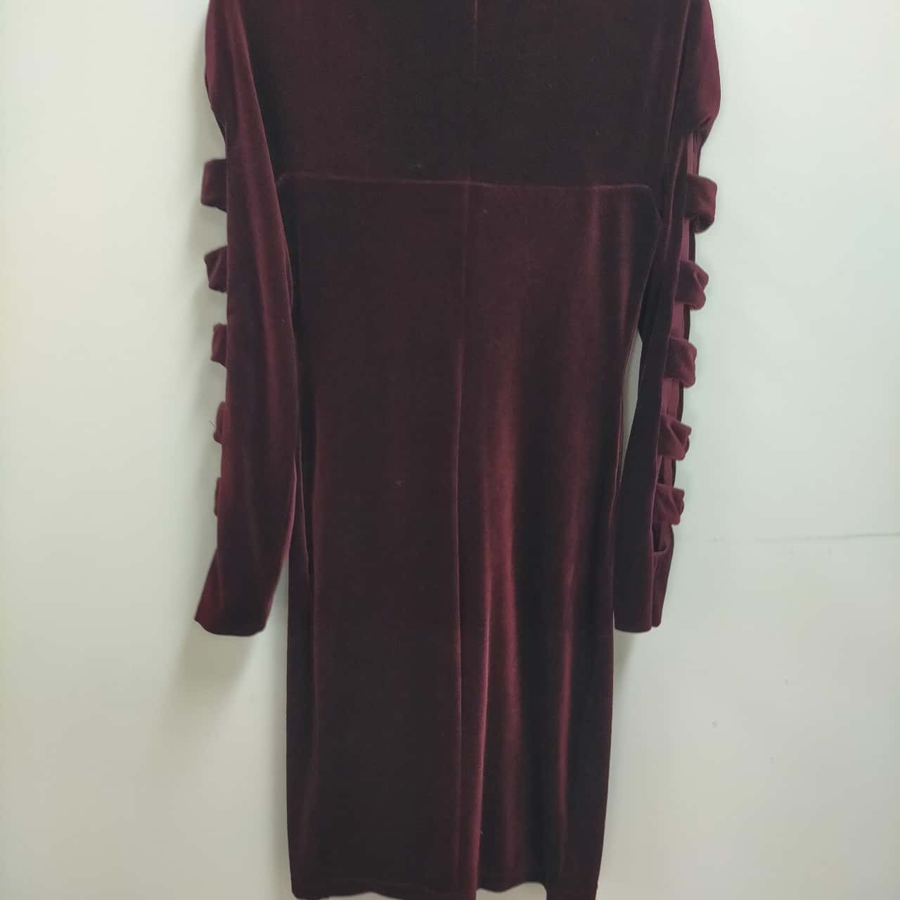 RETRO GERRY SHAW Burgundy Stretch Velvet Dress VGUC(s)