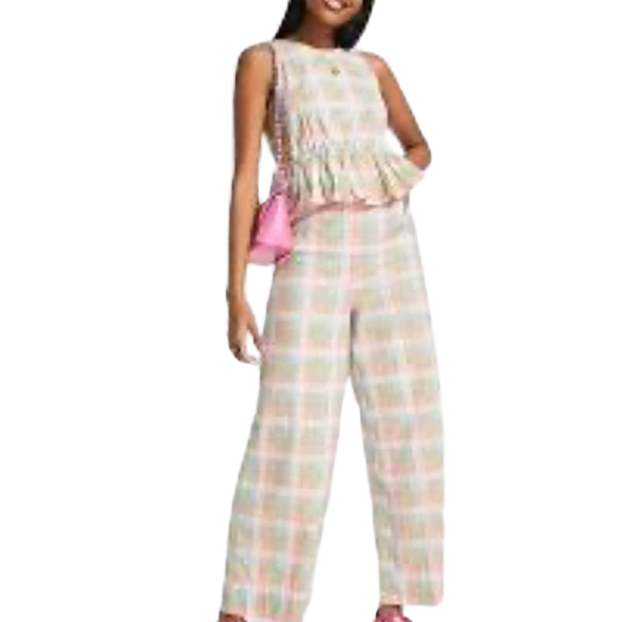 MONKI Womens Size XXS Jumpsuit Checked / Multicoloured (s)