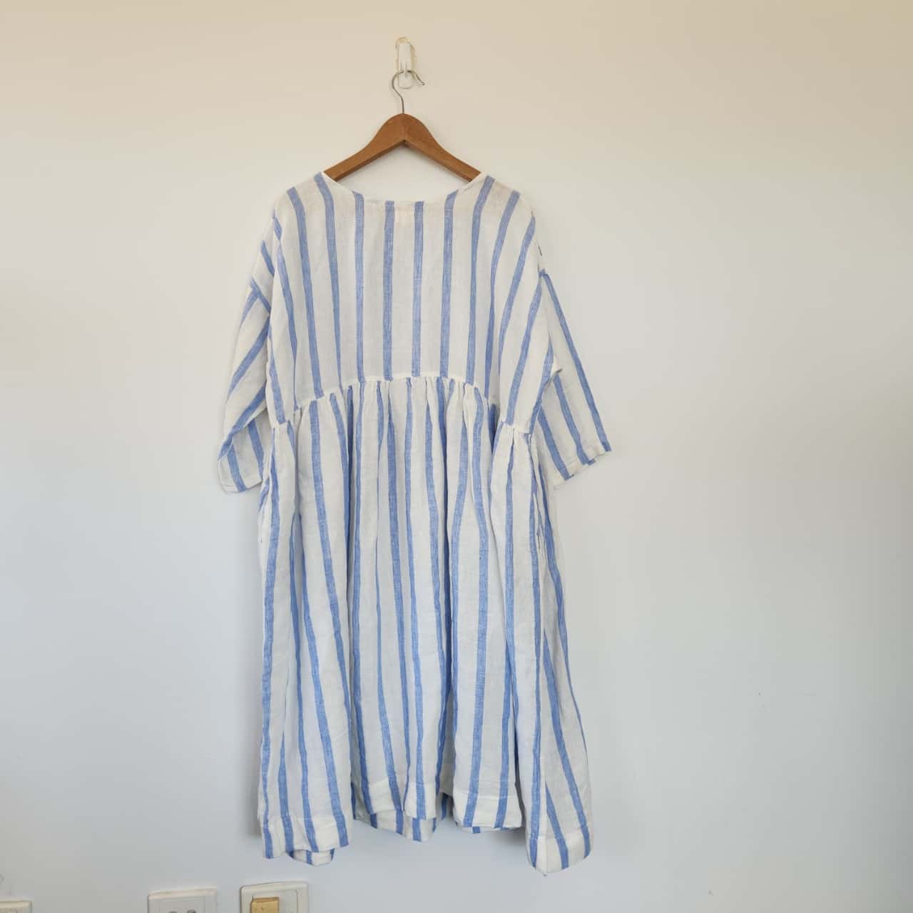 MegbyDesign White Blue Striped Linen Dress Size S (s) - Used As New ...