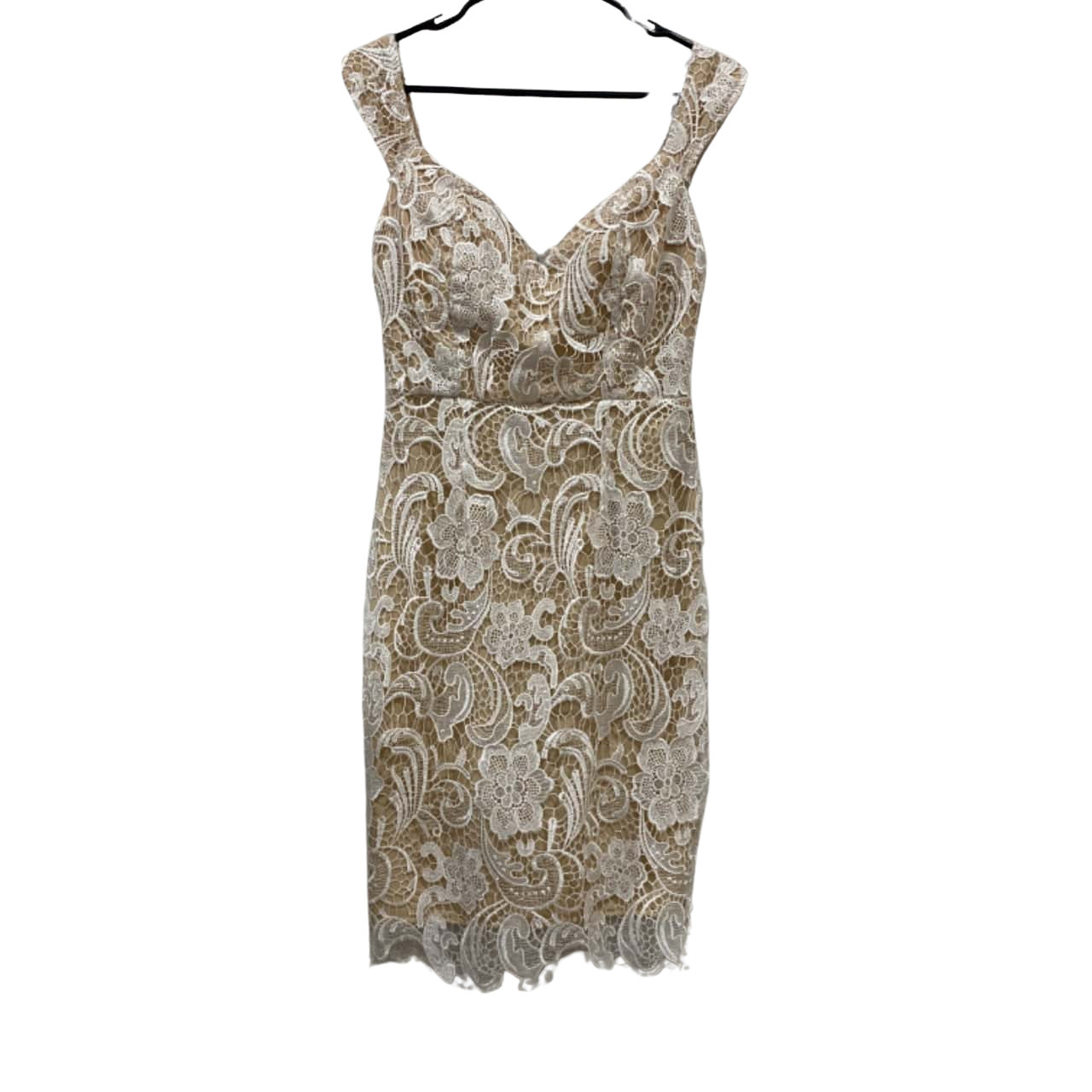 Showpo Womens Size 10 Cocktail Dress Ivory Lace / Nude Slip