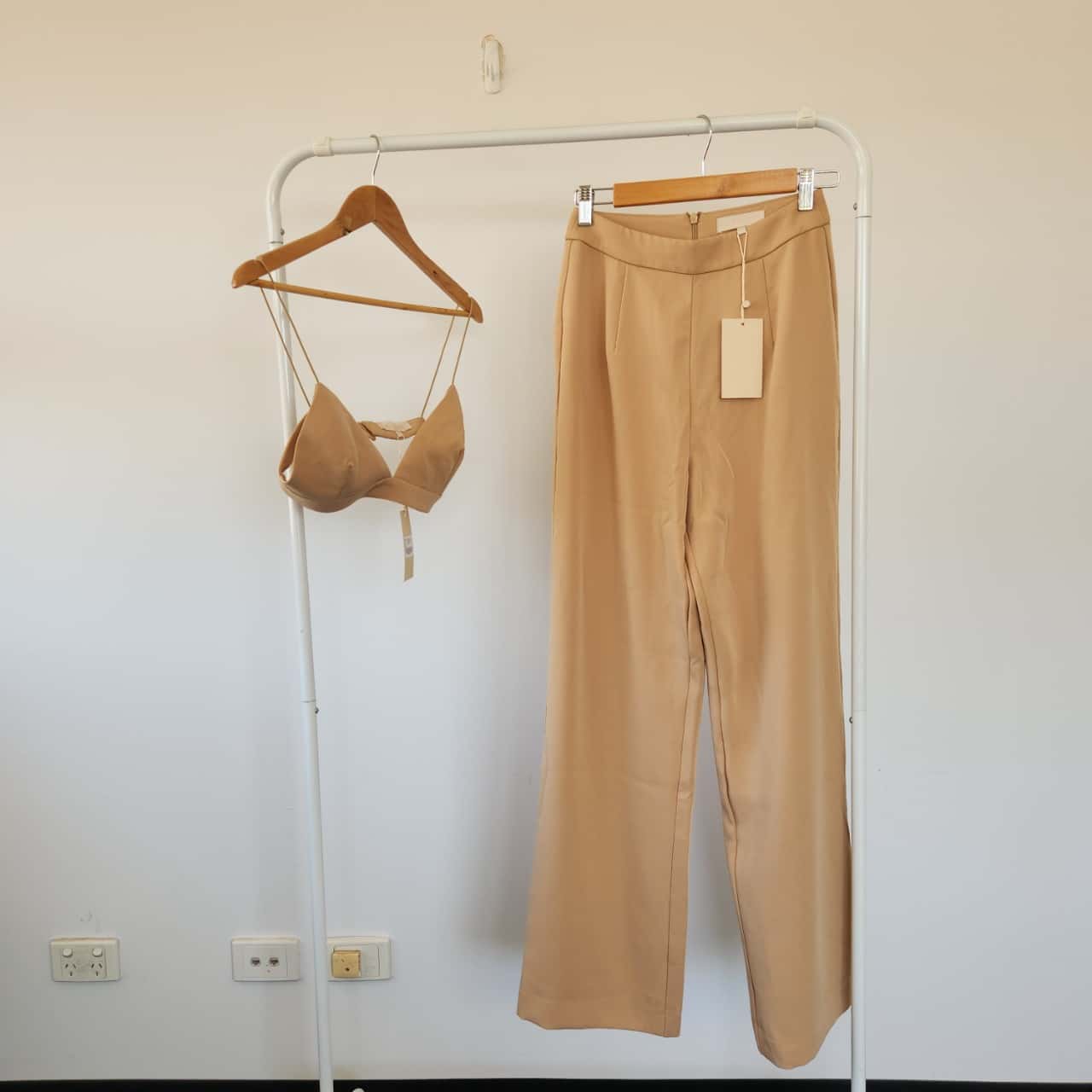 Meshki Cynthia Saskia Camel Tan Beige Bralette and Pants Set Size 8 / S (s)
