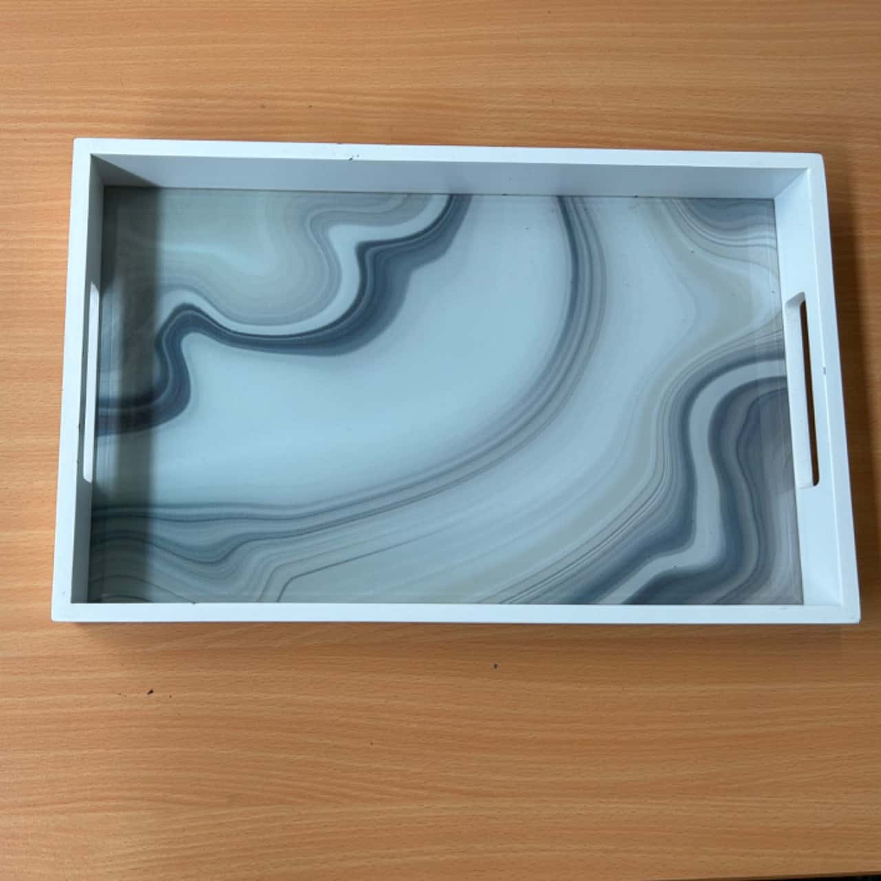 Marble effect wooden tray