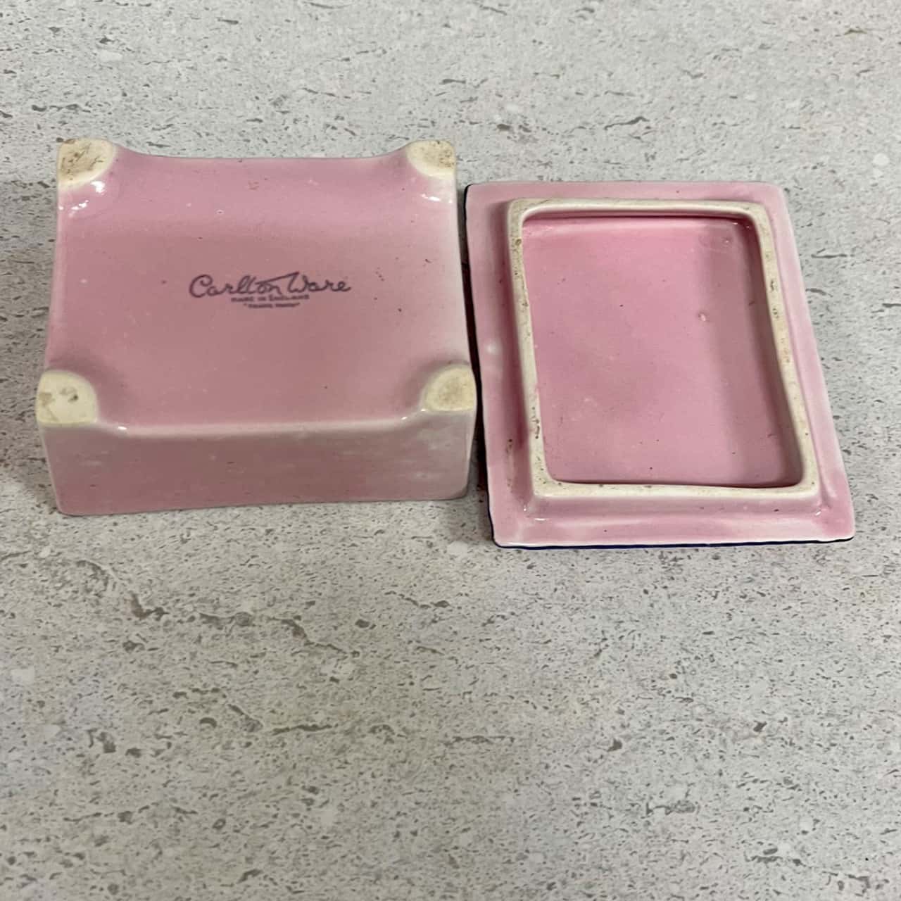 Carlton ware Made in England pink trinket box-greetings from Portland(s)
