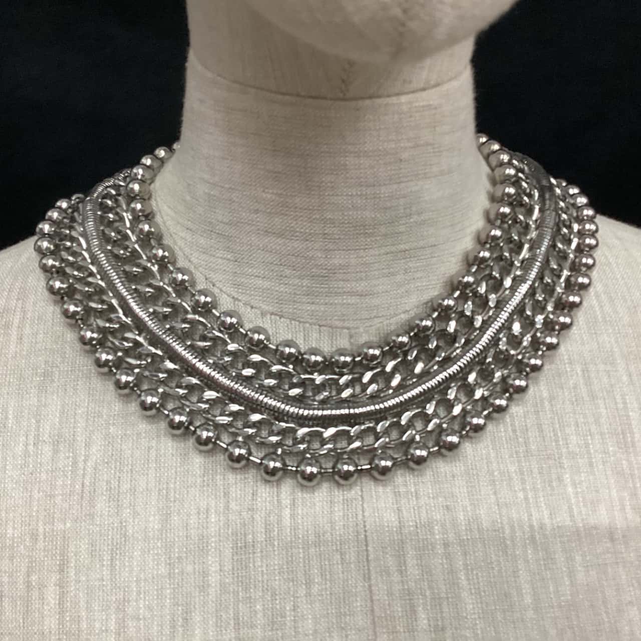 Chunky Choker Necklace Silver Metal(s)