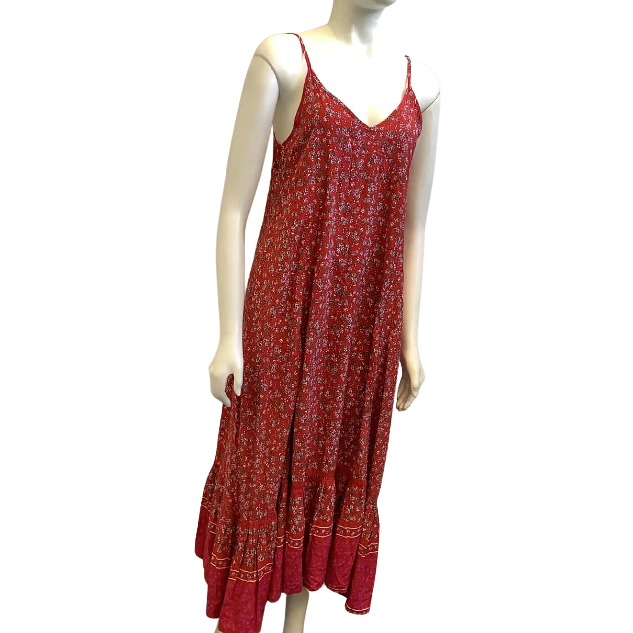 Jaase Womens Size M Floral Midi Dress Red / Green(s)