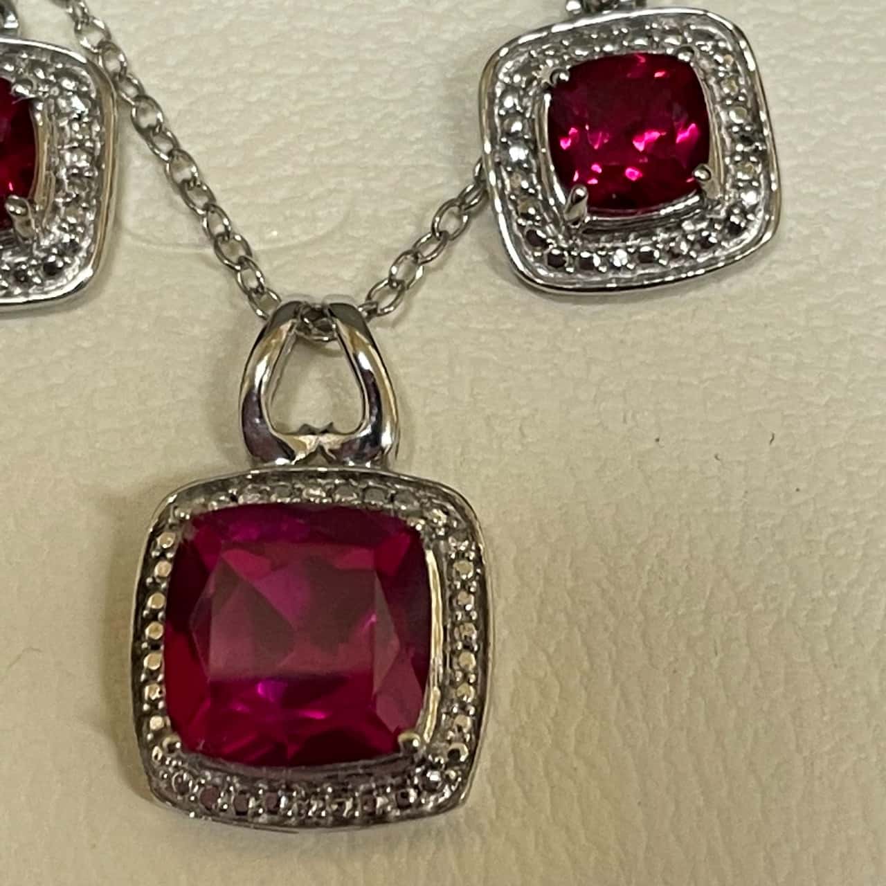 Women's Sterling Silver (925) KA 1772 Jewellery Set with Red/Pink ...