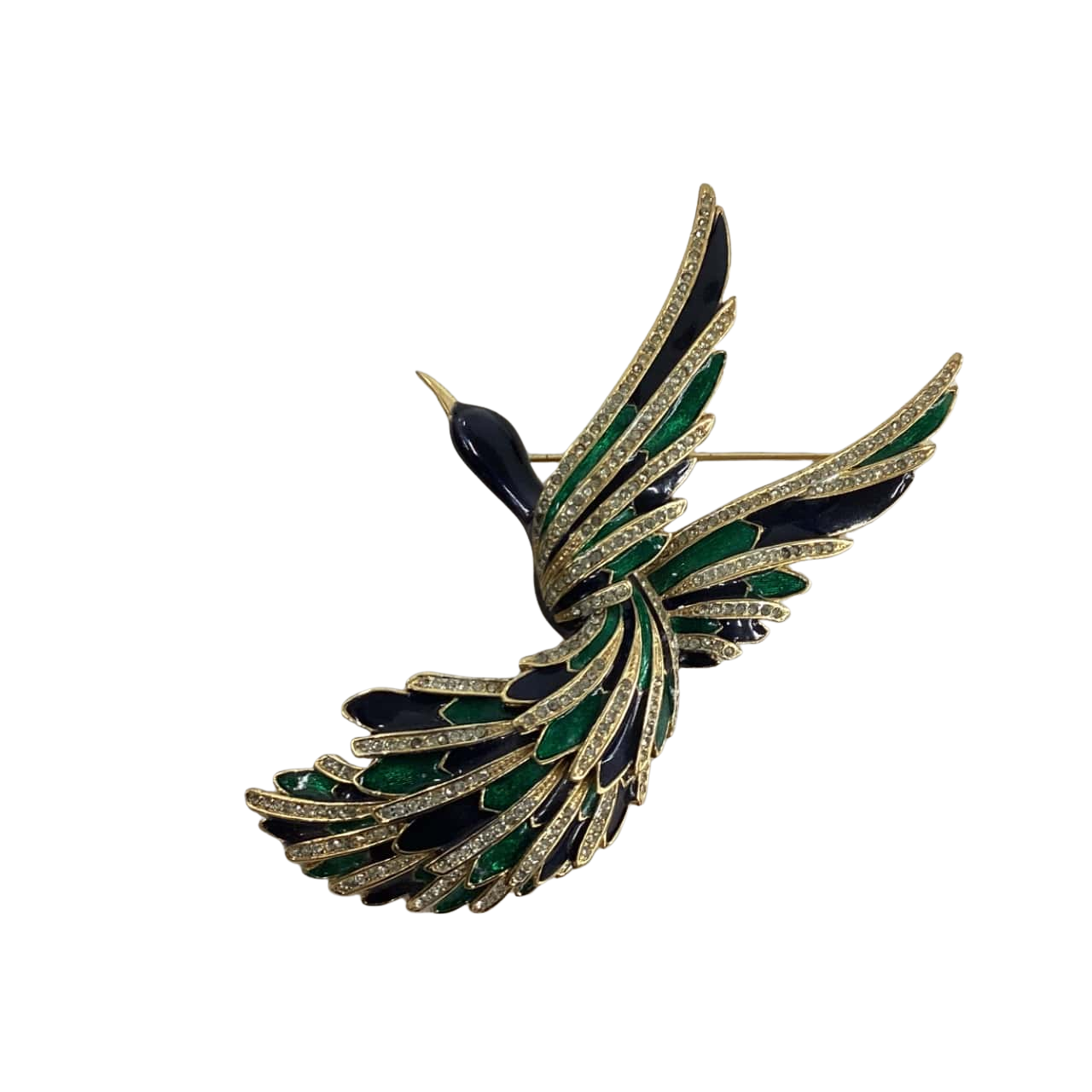 Womens Vintage D’Orlan Brooch Gold Tone Enamel Bird