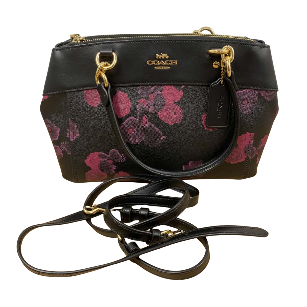 Coach Brooke with Half Tone Floral Womens Handbag Black/Wine / Floral (s)