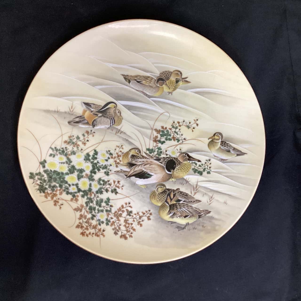 Japan Decorative Large Plate Ducks Gold Trim(s)