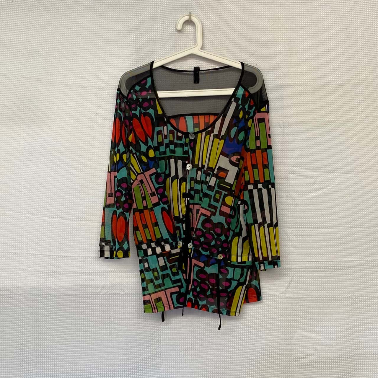 Taking Shape Womens Size XL Button Up Black / Multicoloured / Pattern (s)