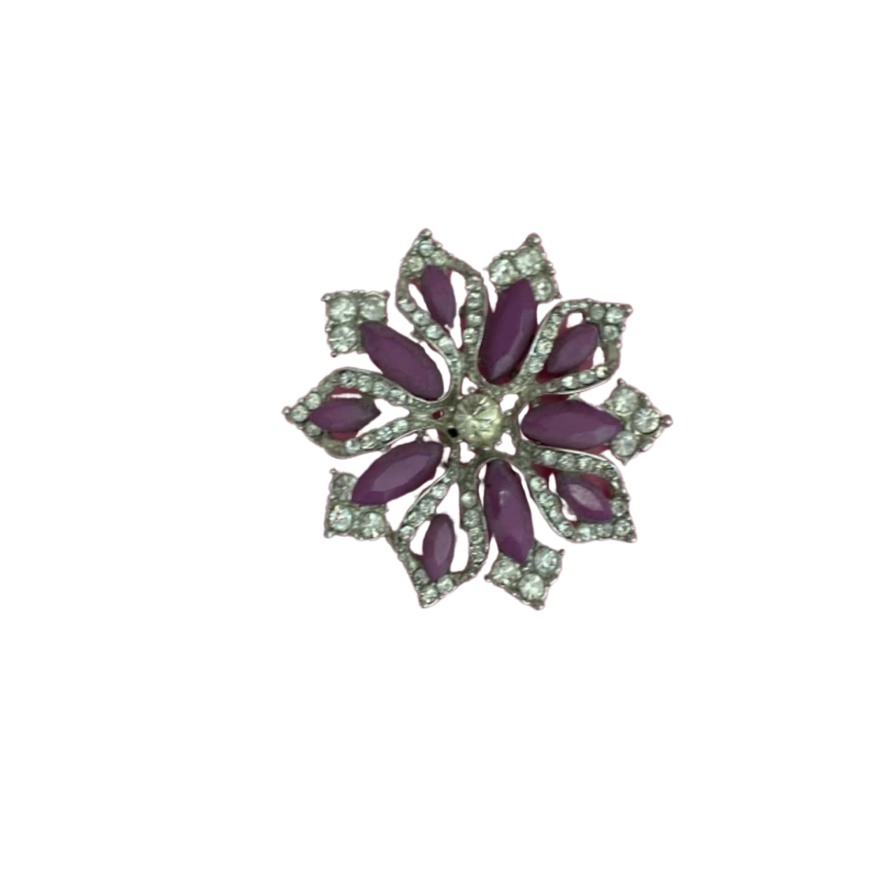 Silver and purple brooch