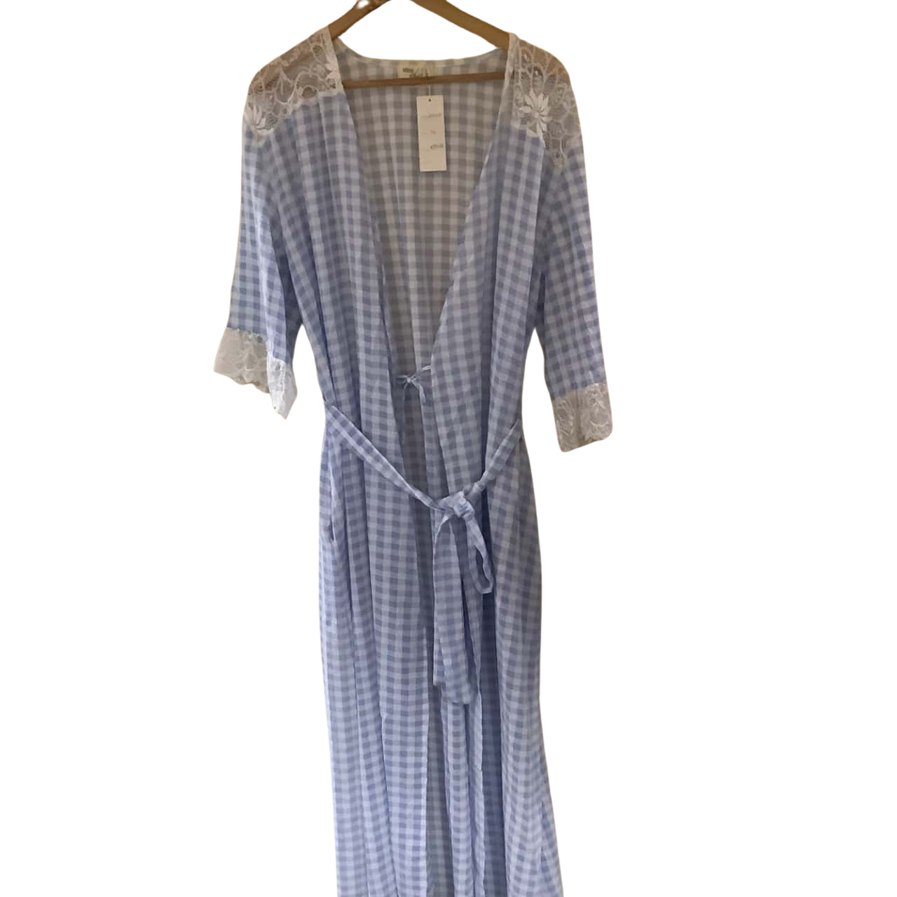 Vintage Womens Blue Seersucker robe made in Australia Miss Lotus size 16(s)