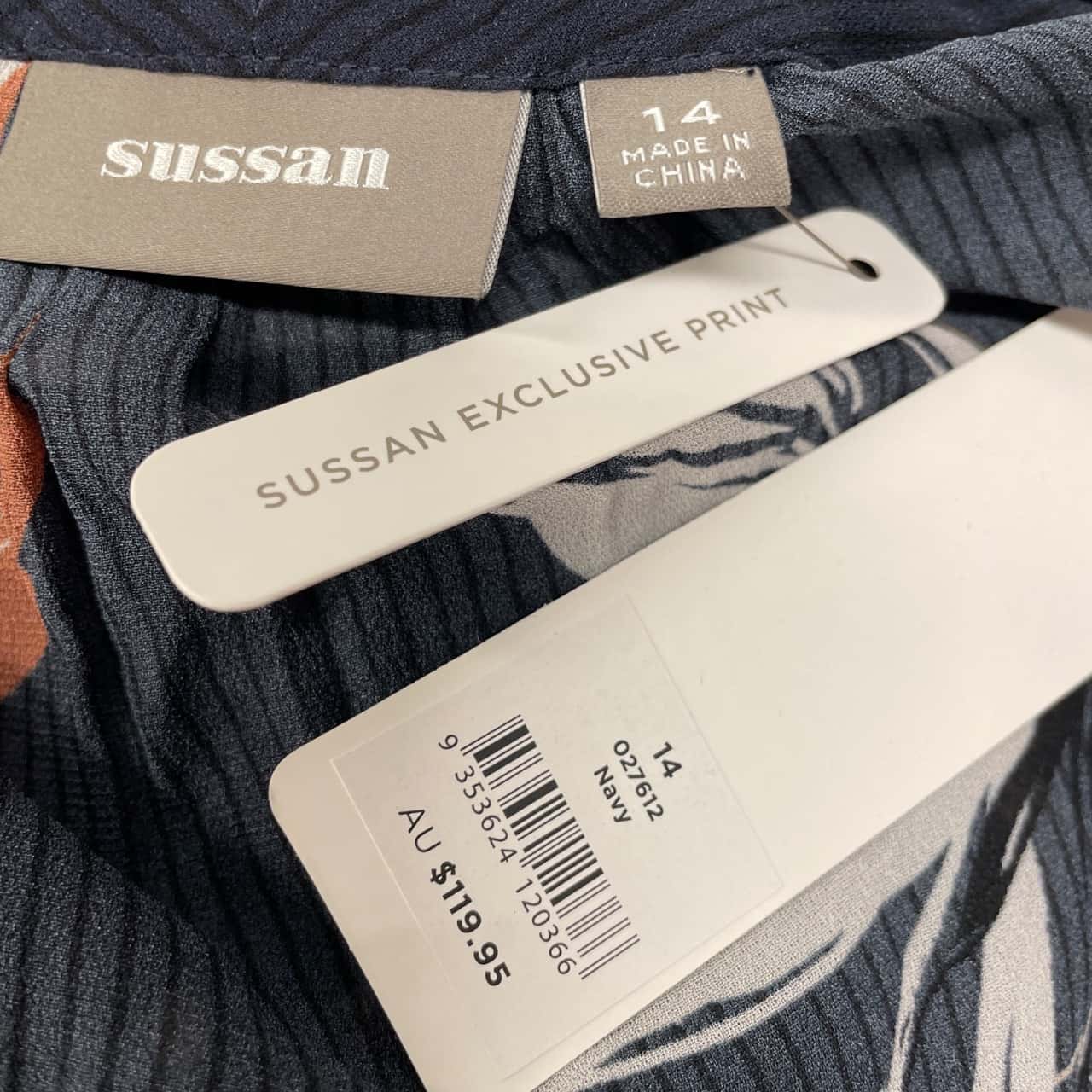 Sussan Womens Size 14 Long Sleeve Top Beige / Burnt Orange / Navy Blue ...