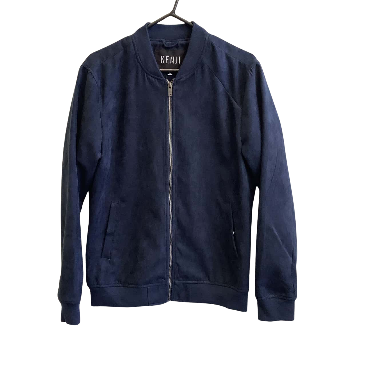 BNWT Kenji Men's Size M Faux Suede Bomber Jacket Navy Blue (s)