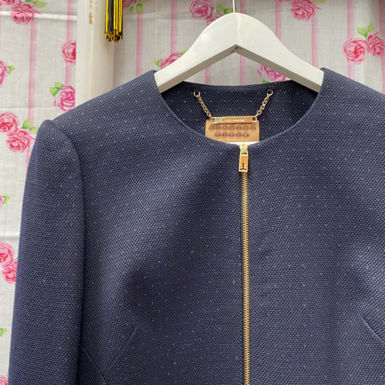 Womens Ted Baker London Blue Cropped Jacket Size 4(s)