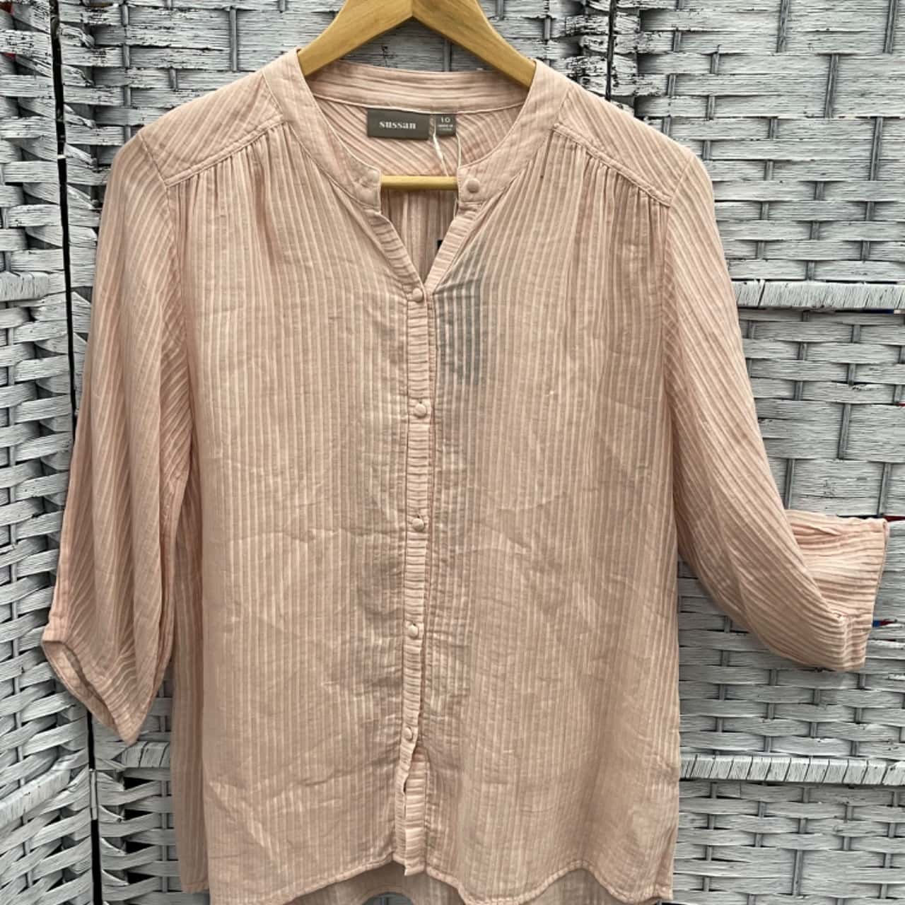 Sussan Womens Size 10 3/4 Sleeve Pink Top