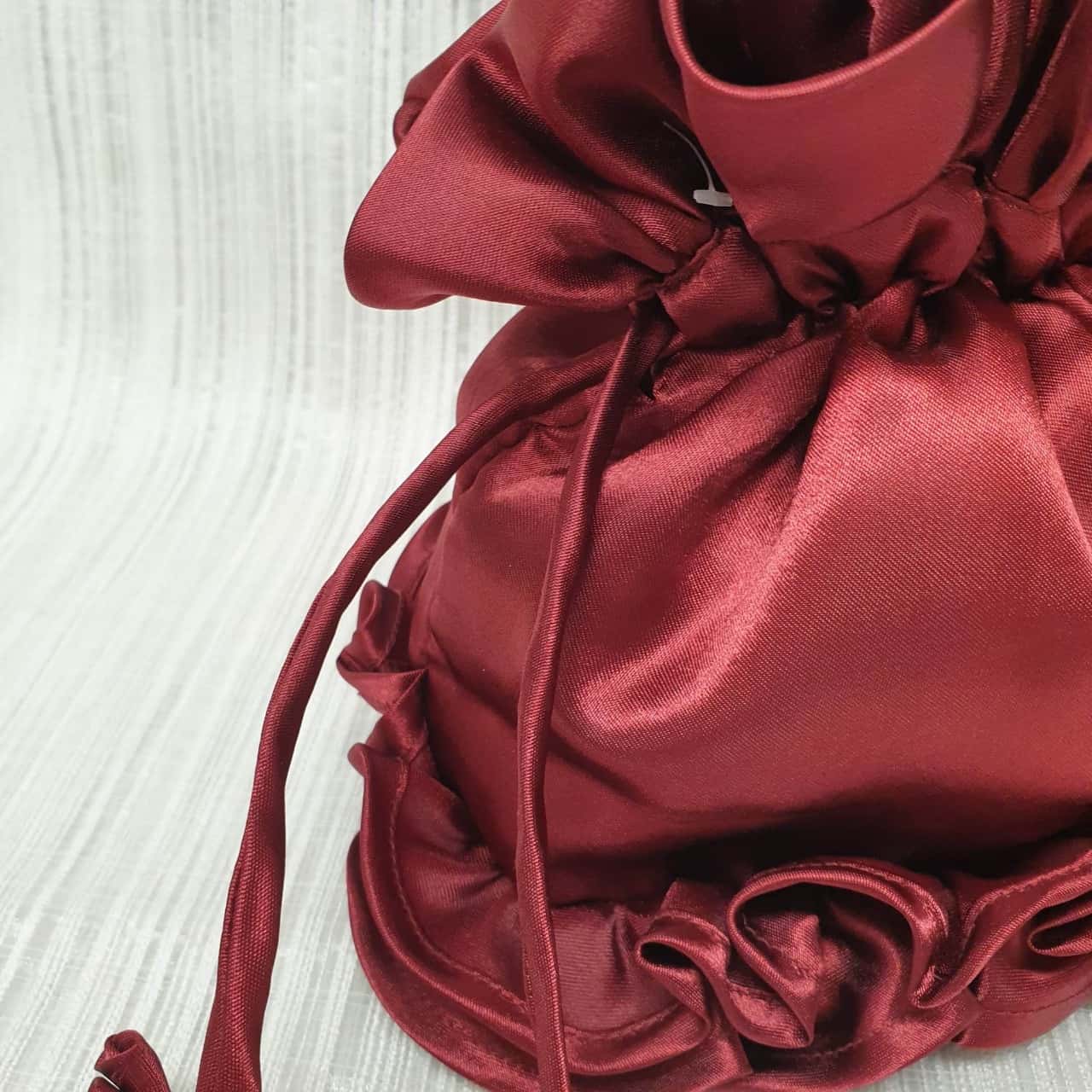 Super Cute Burgundy Draw String Handled Sateen Dolly Bag with Gorgeous ...