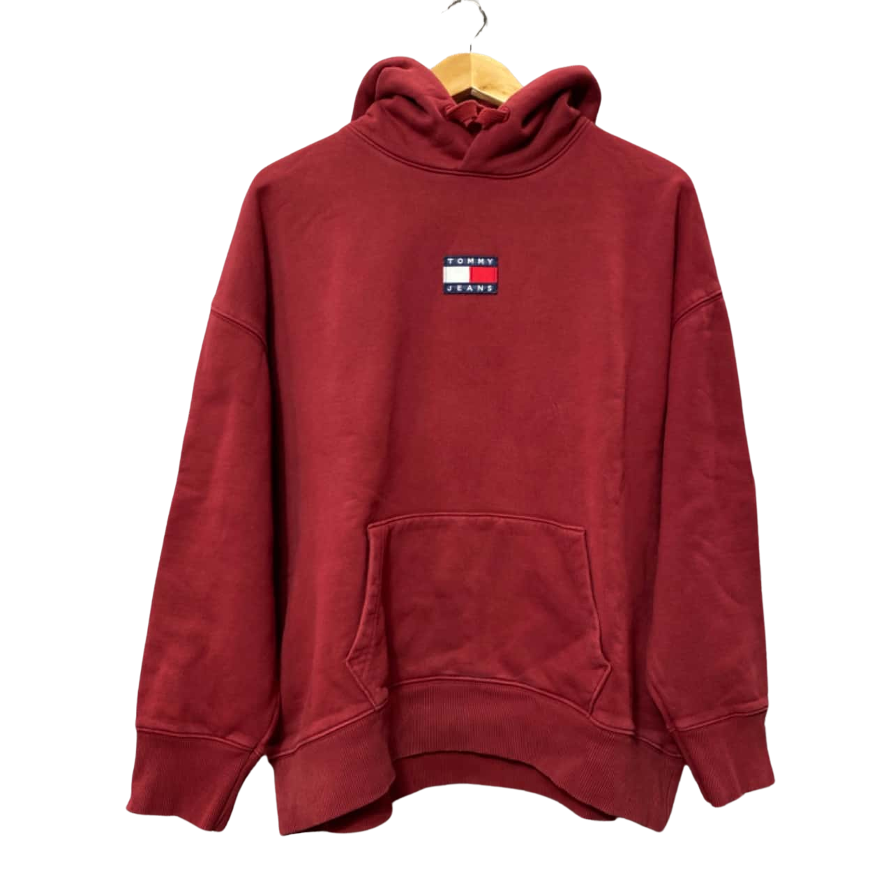 Men’s Tommy Jeans Size L Maroon Red Logo Hoodie