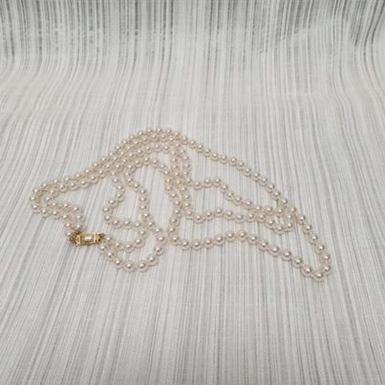 Elegant & Classy Double String Dress Pearls with Gold Tone Safety Clip ...