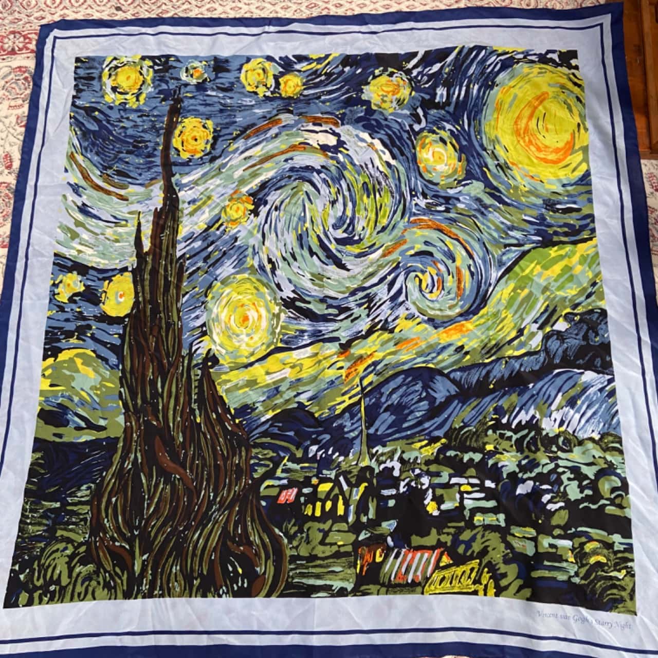 Vincent Van Gogh Silk Square Scarf Womens Size One Size Blue (s)