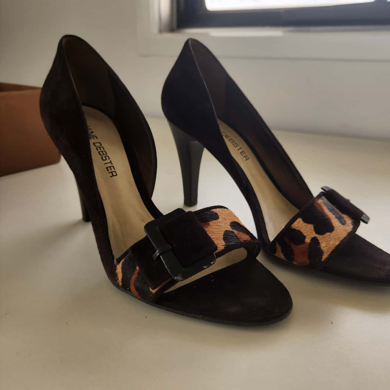 Jane Debster Heels Leopard Print Genuine Leather Heels Pumps Size 8.5(s ...