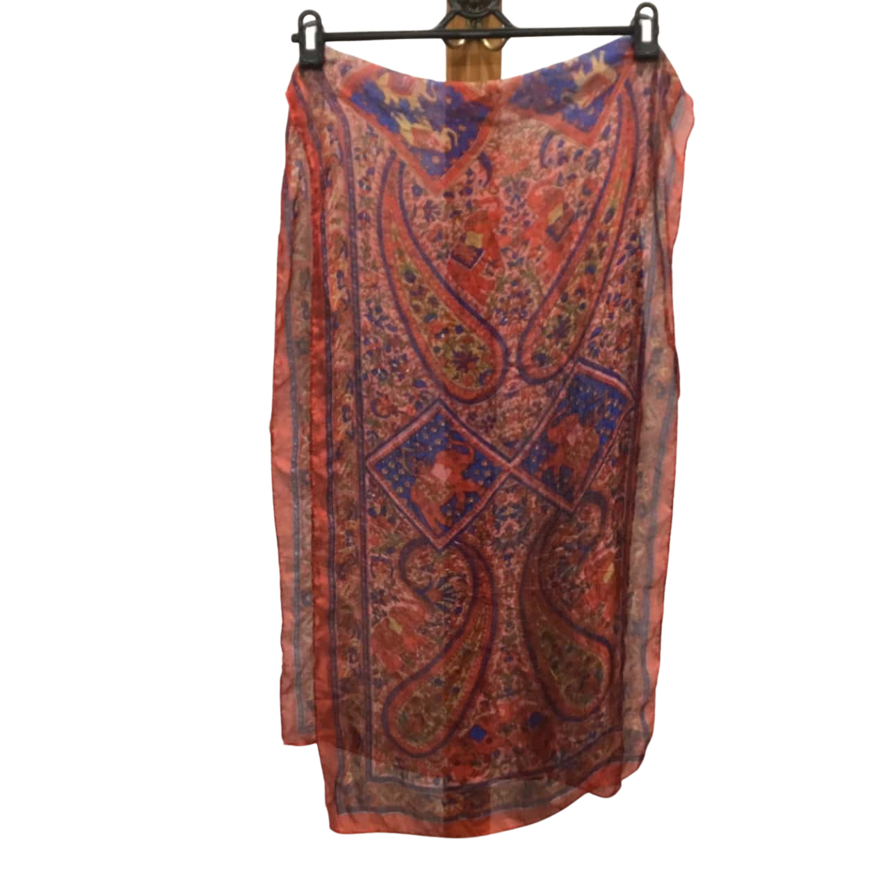 Red Patterned Silk Scarf