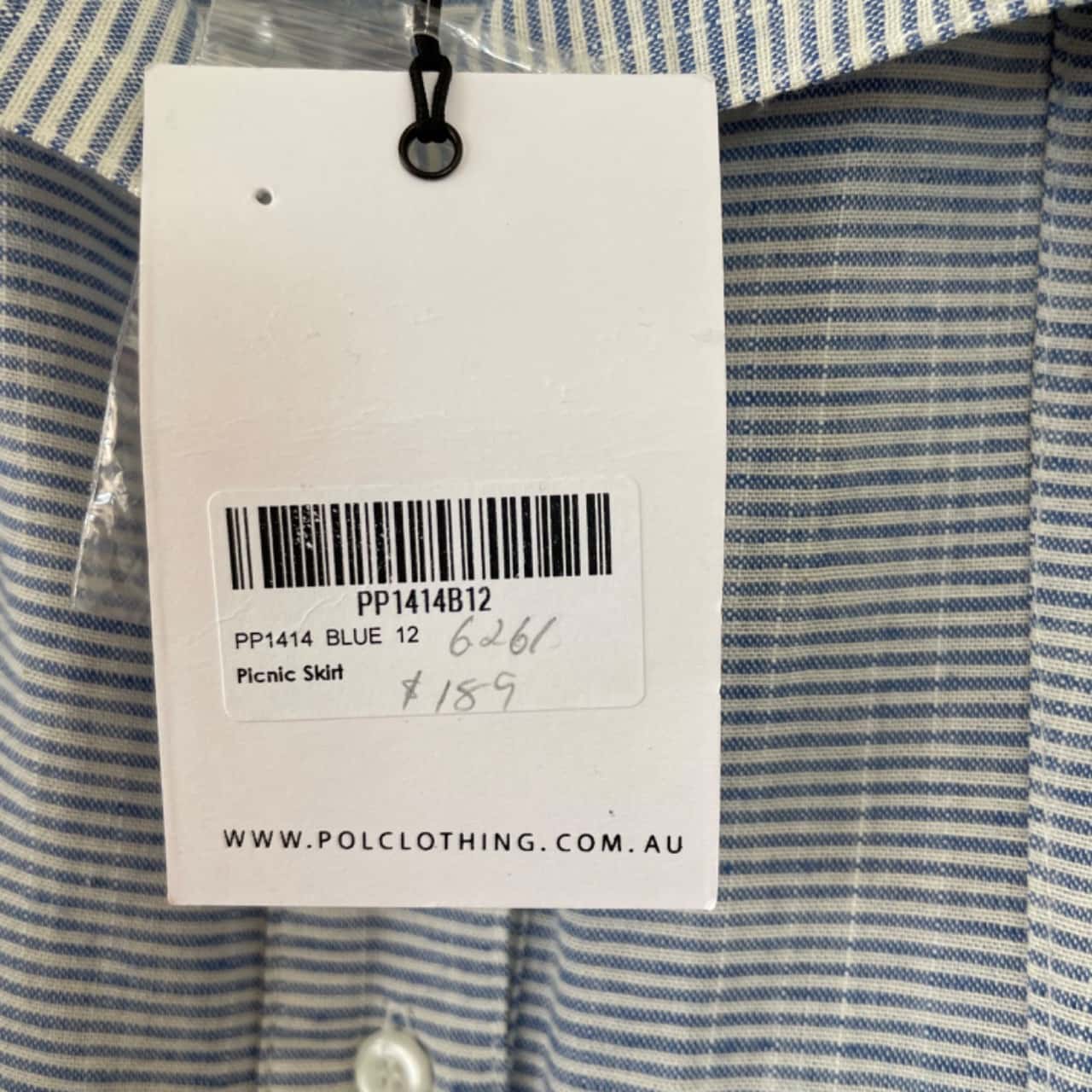 POL Clothing Blue Striped Long Sleeve Shirt Skirt Size 12 / L