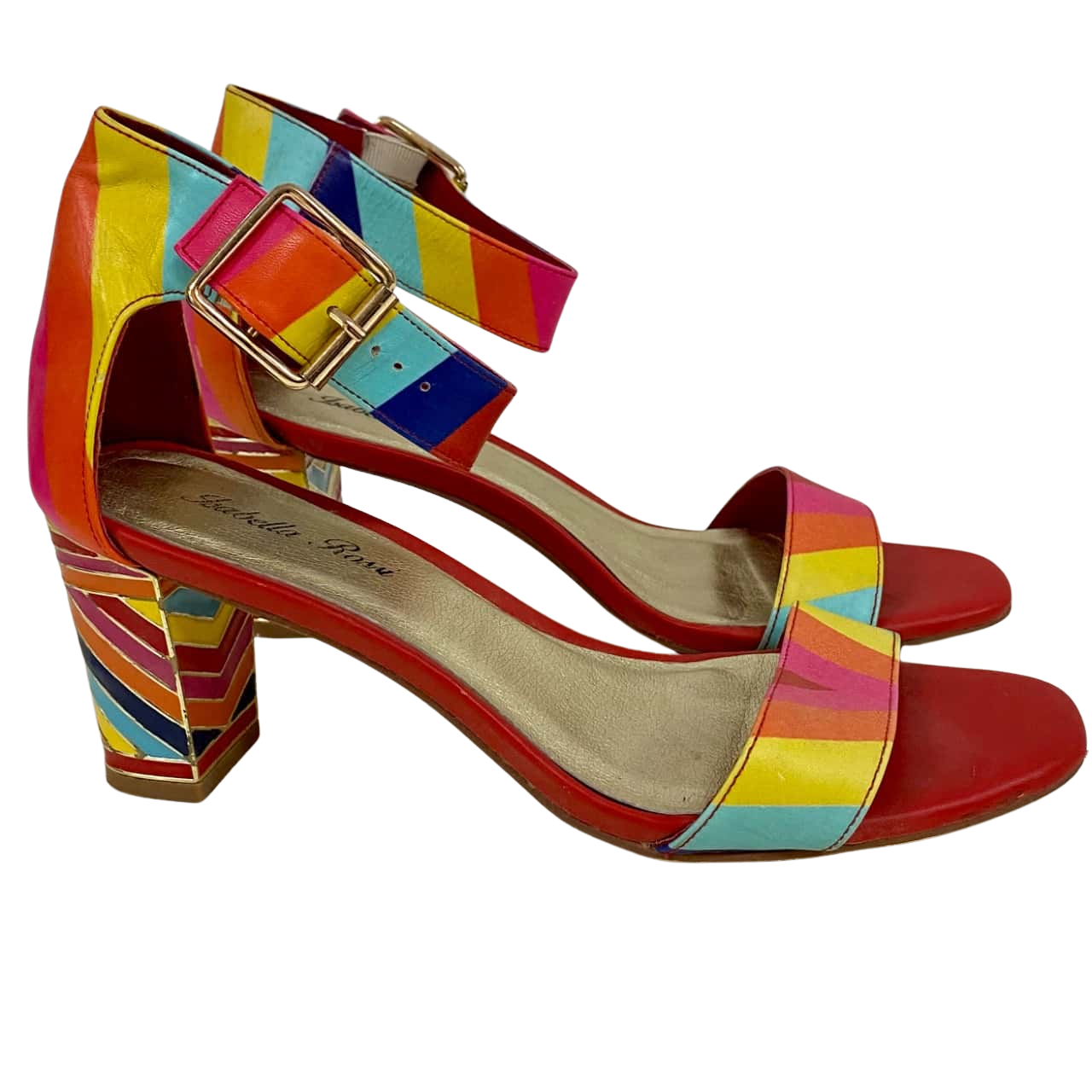 Isabella Rossi Rainbow Block Heels Size 39