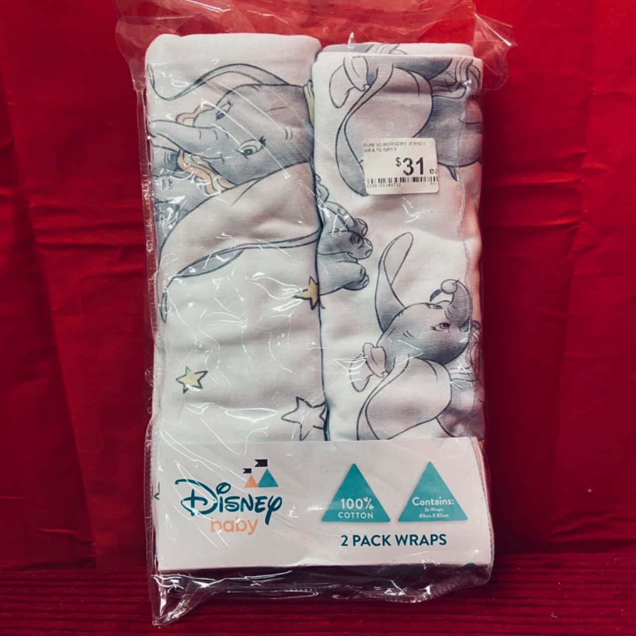 Disney Baby 2 Pack Wrap Dumbo Jersey Wrap Multicoloured (s)