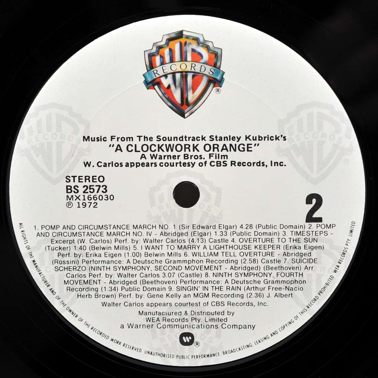 12" Vinyl Record - Stanley Kubrick's Clockwork Orange - Released 1972 ...