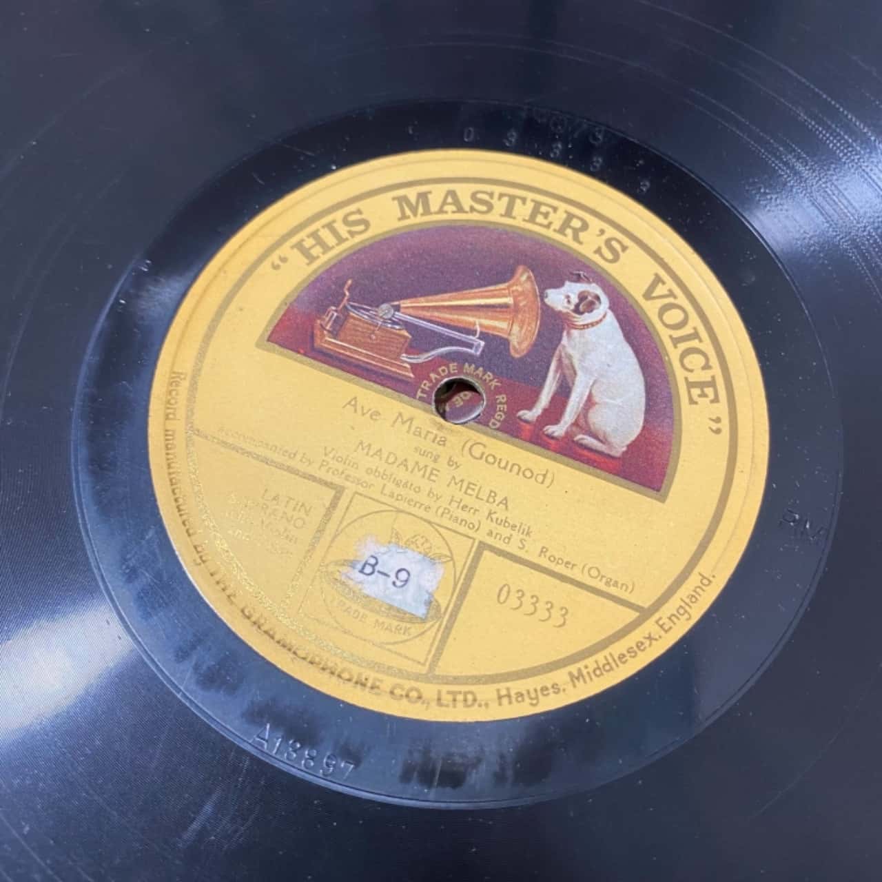 Vintage Record Album with 9 Records including “his masters voice”