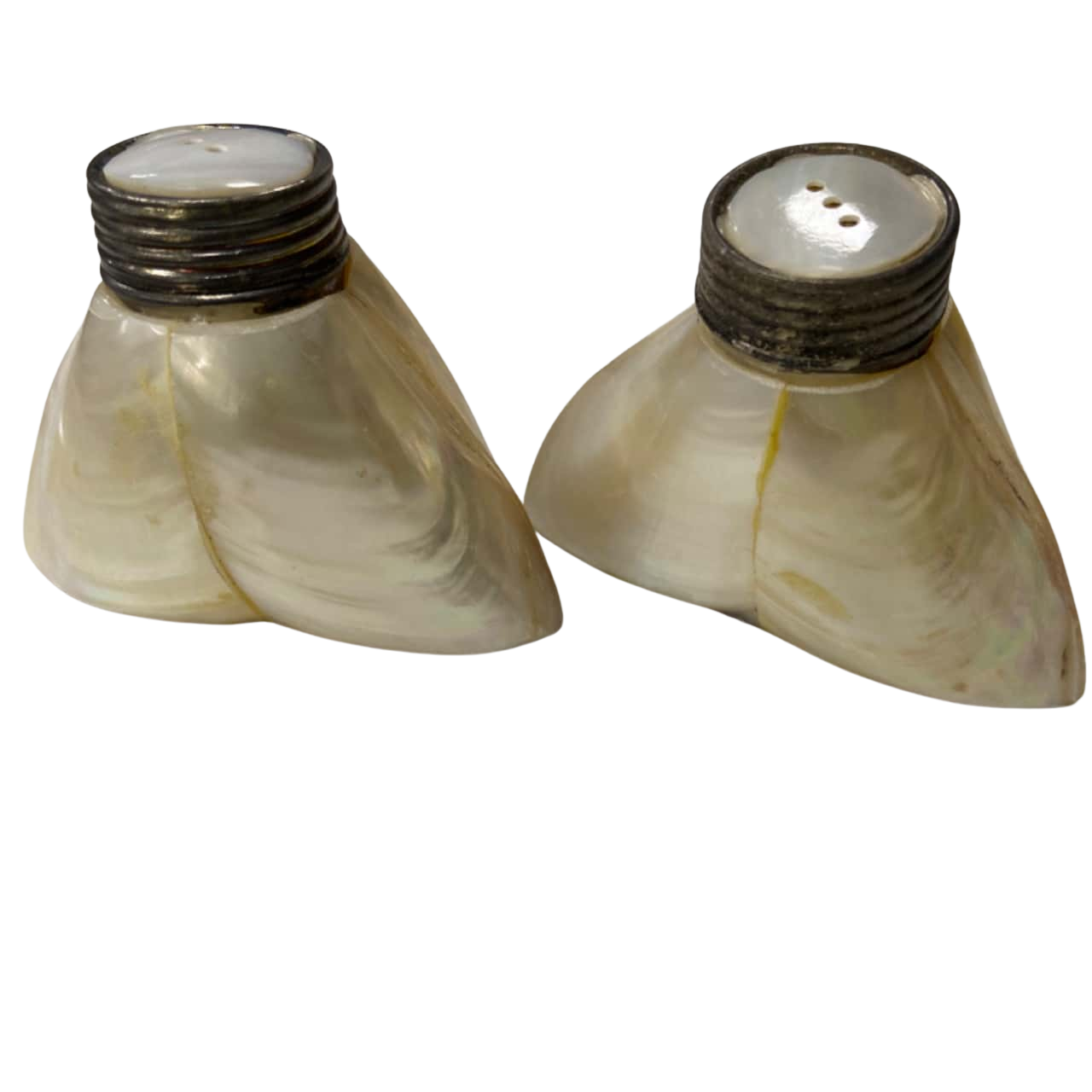 Vintage shell embossed salt and pepper shakers