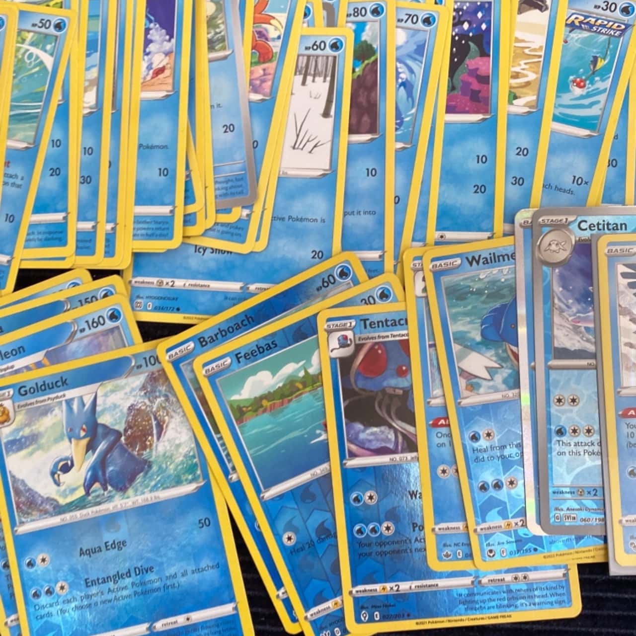 71 water type Pokémon cards