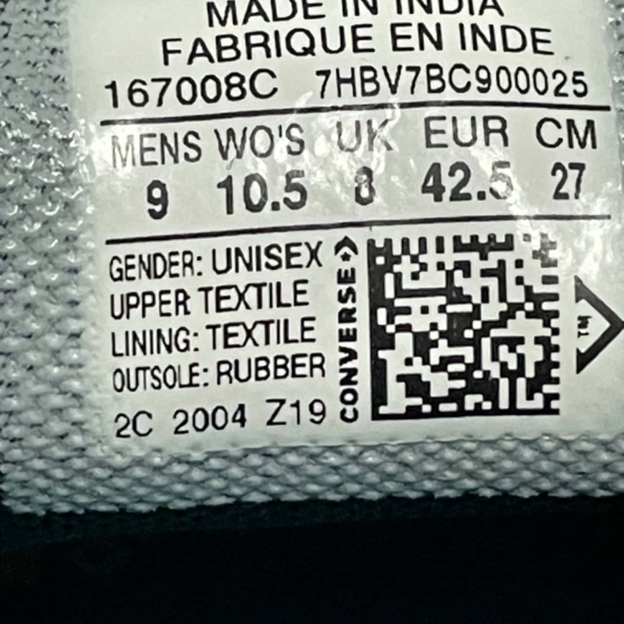 Converse Mens Size 8UK/9 US Black / White (s)