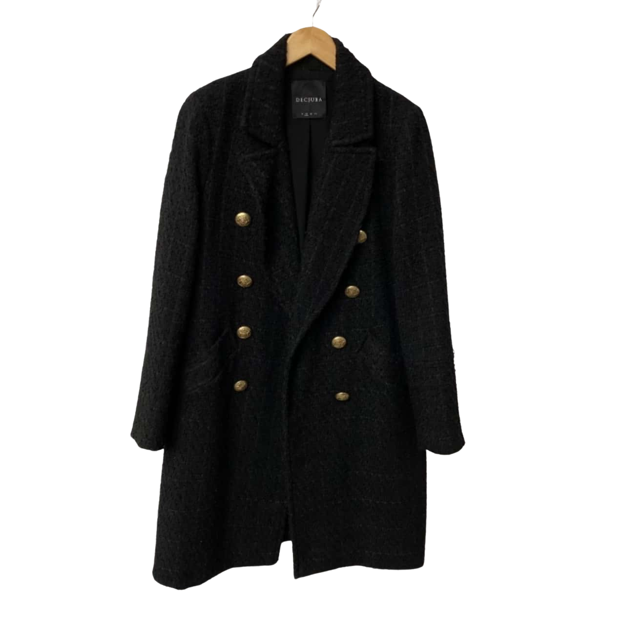 Decjuba Womens Size 10 Winter Coat Black Tweed Look