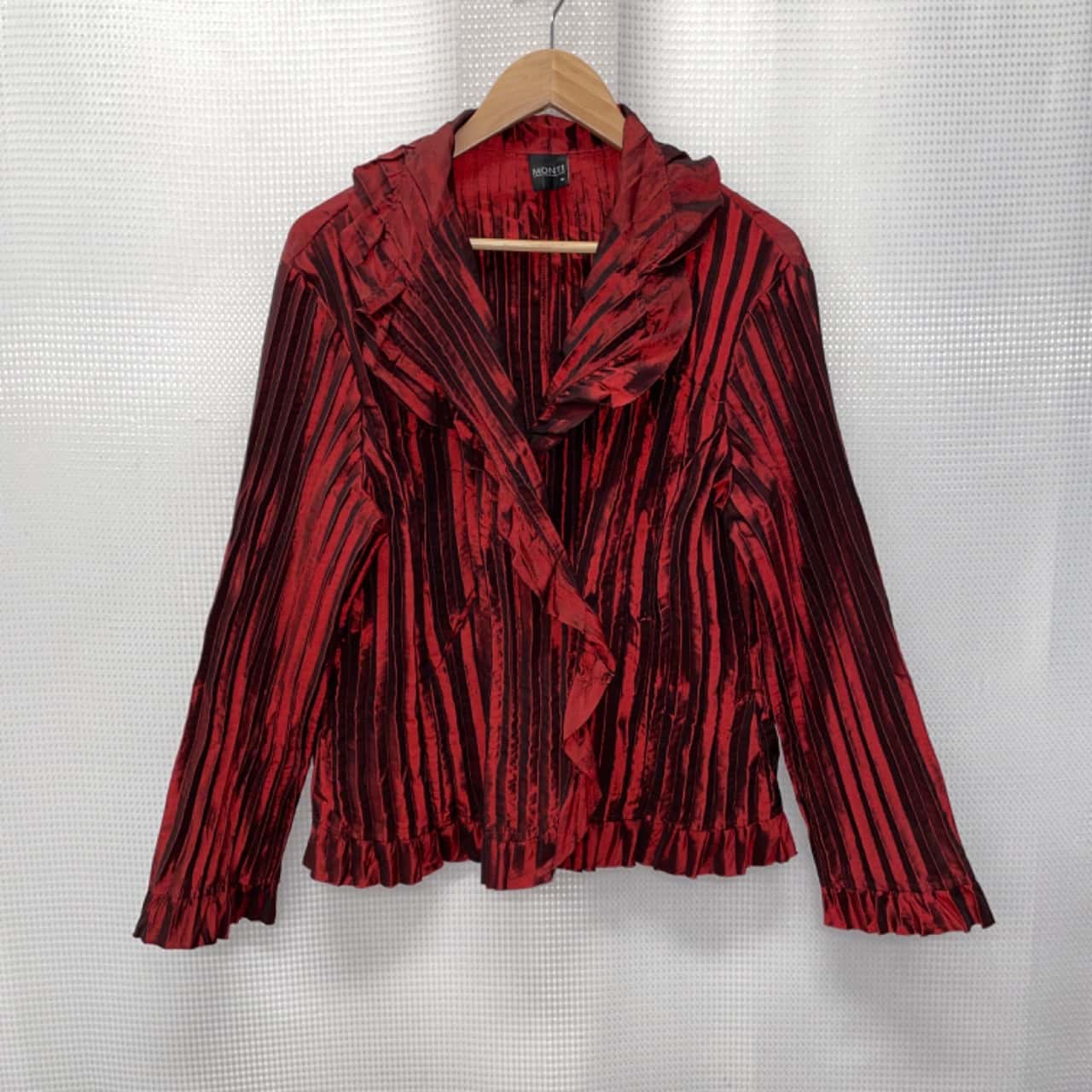 Monti Womens Vintage Size 18 Pleated Cardigans Maroon (s)