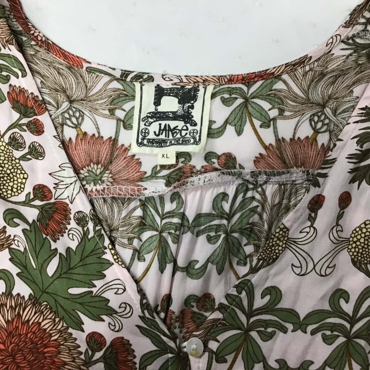 Jaase Womens Size XL Pale Pink / Orange / Green / Yellow Floral Long ...