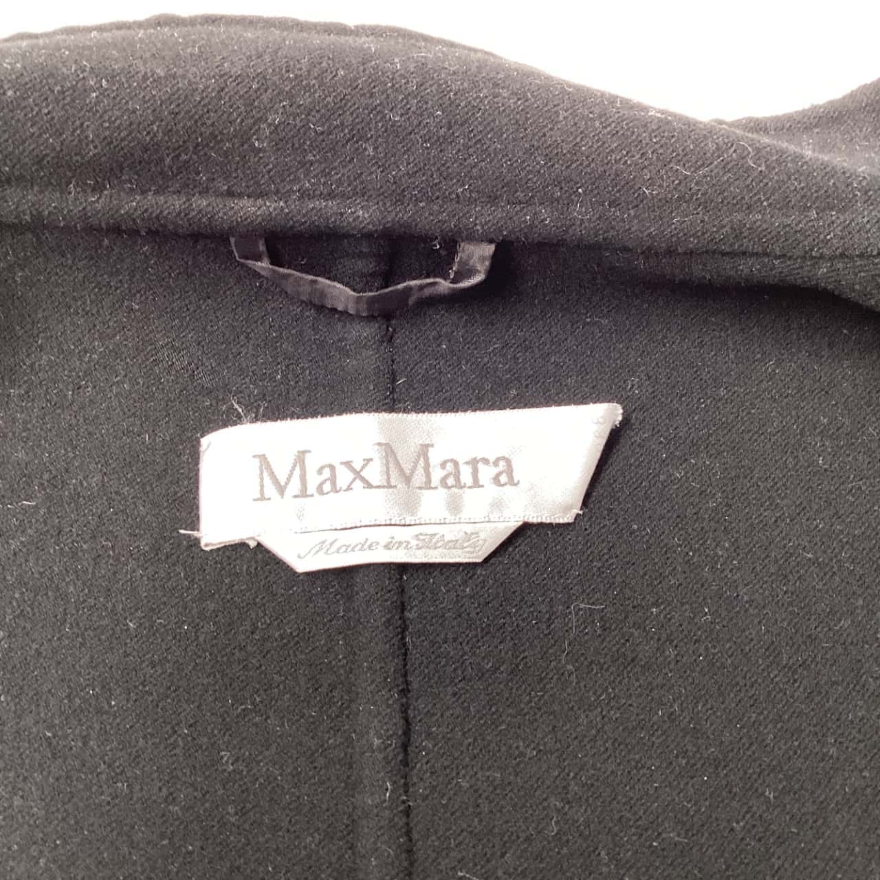 Max Mara Womens Size 10 Front Zipper Black wool coat