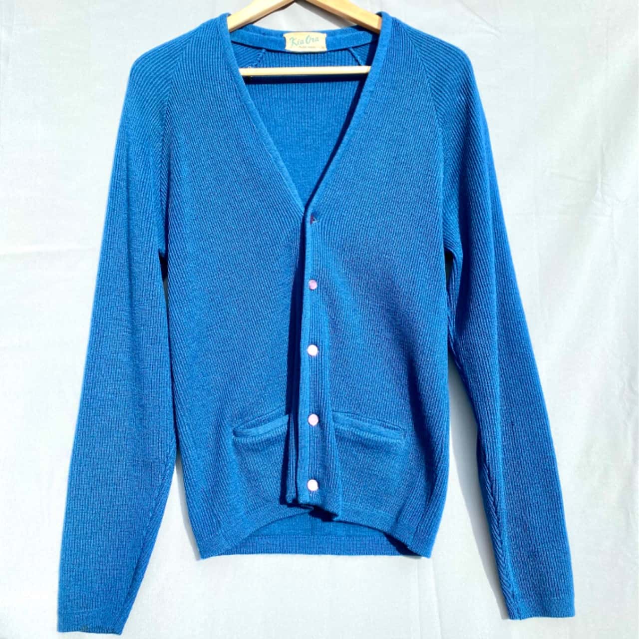Vintage Kia Oza Dark Blue Button Up Cardigan Size M