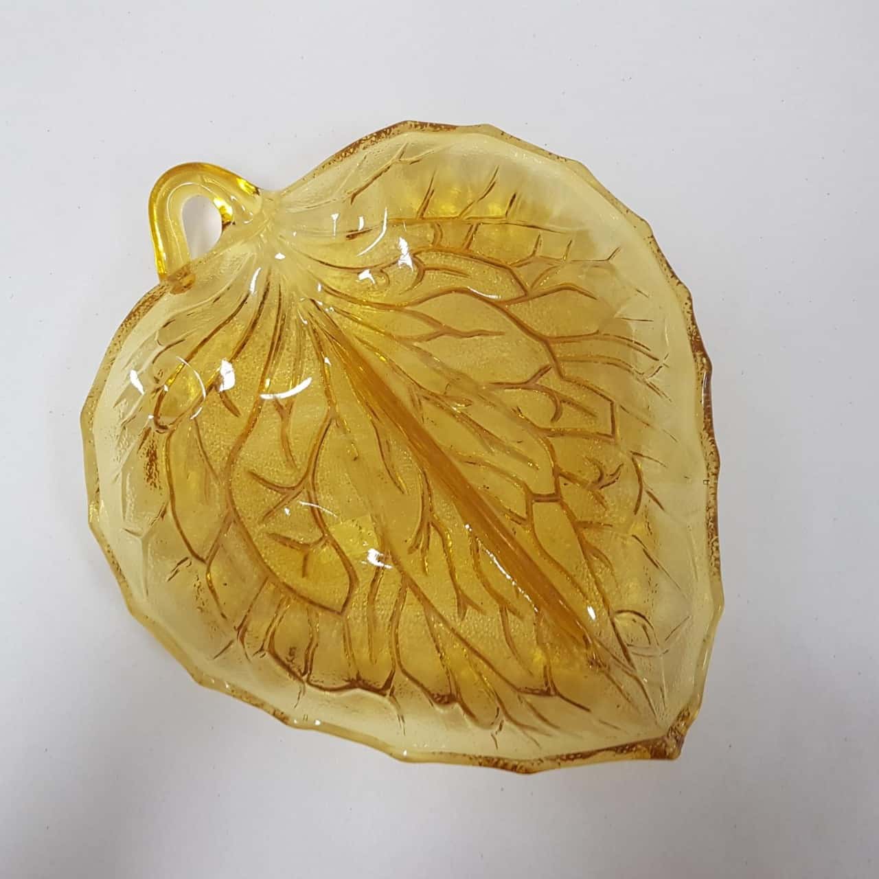 Vintage Amber Pressed Glass Leaf Section Bowl(s)