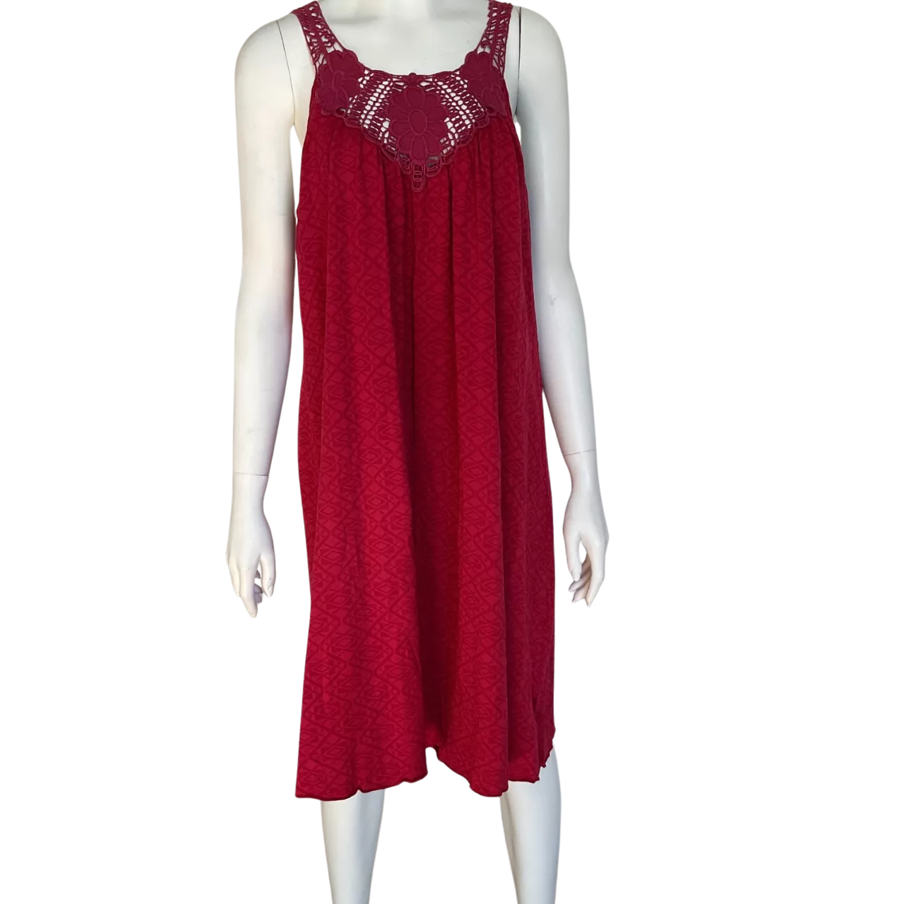 Metalicus Free Size Crimson Polyamide & Lace Dress (s)