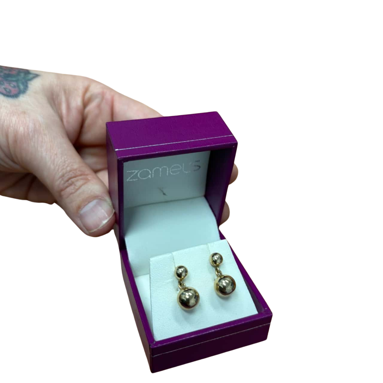 9ct Gold Double ball drop earrings (s)