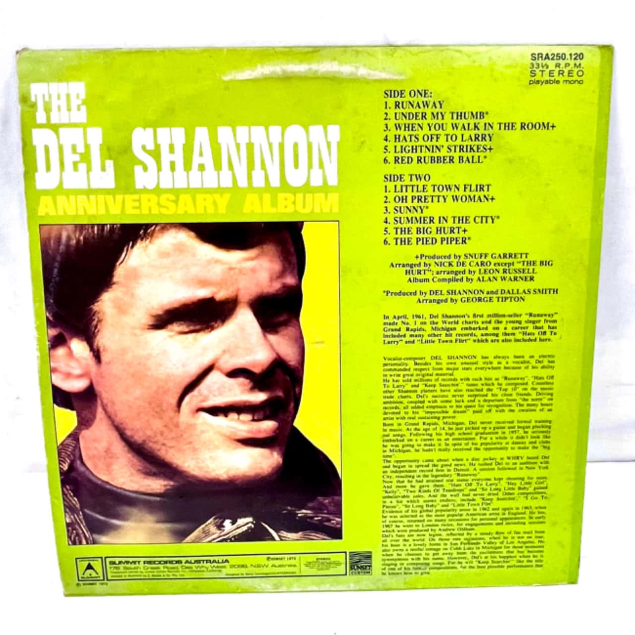 Del Shannon Aniversary Album LP Vinyl Record