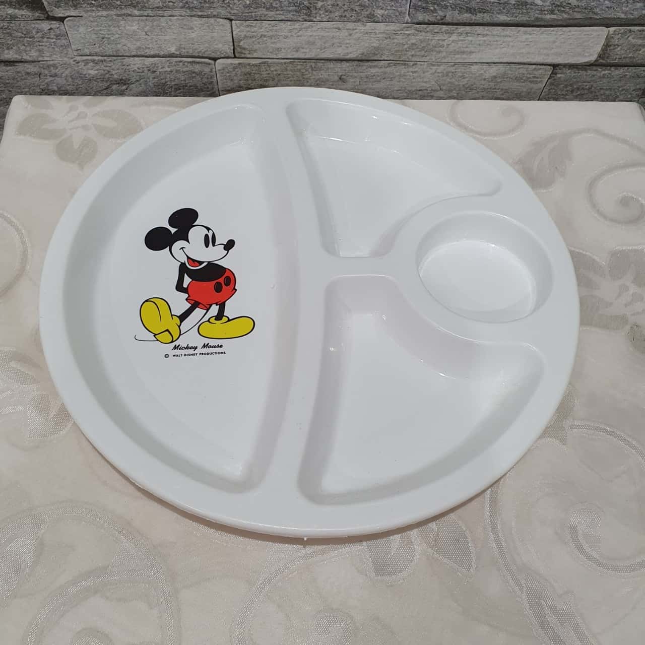 Vintage Mickey Mouse Snack Divided Plastic Plate 30cm