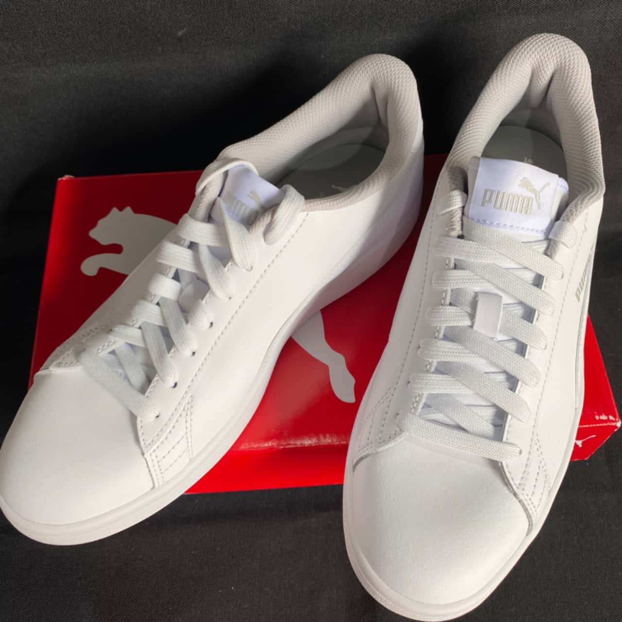 Kids PUMA SMASH v2 L Jr White Sneakers Brand New(s)