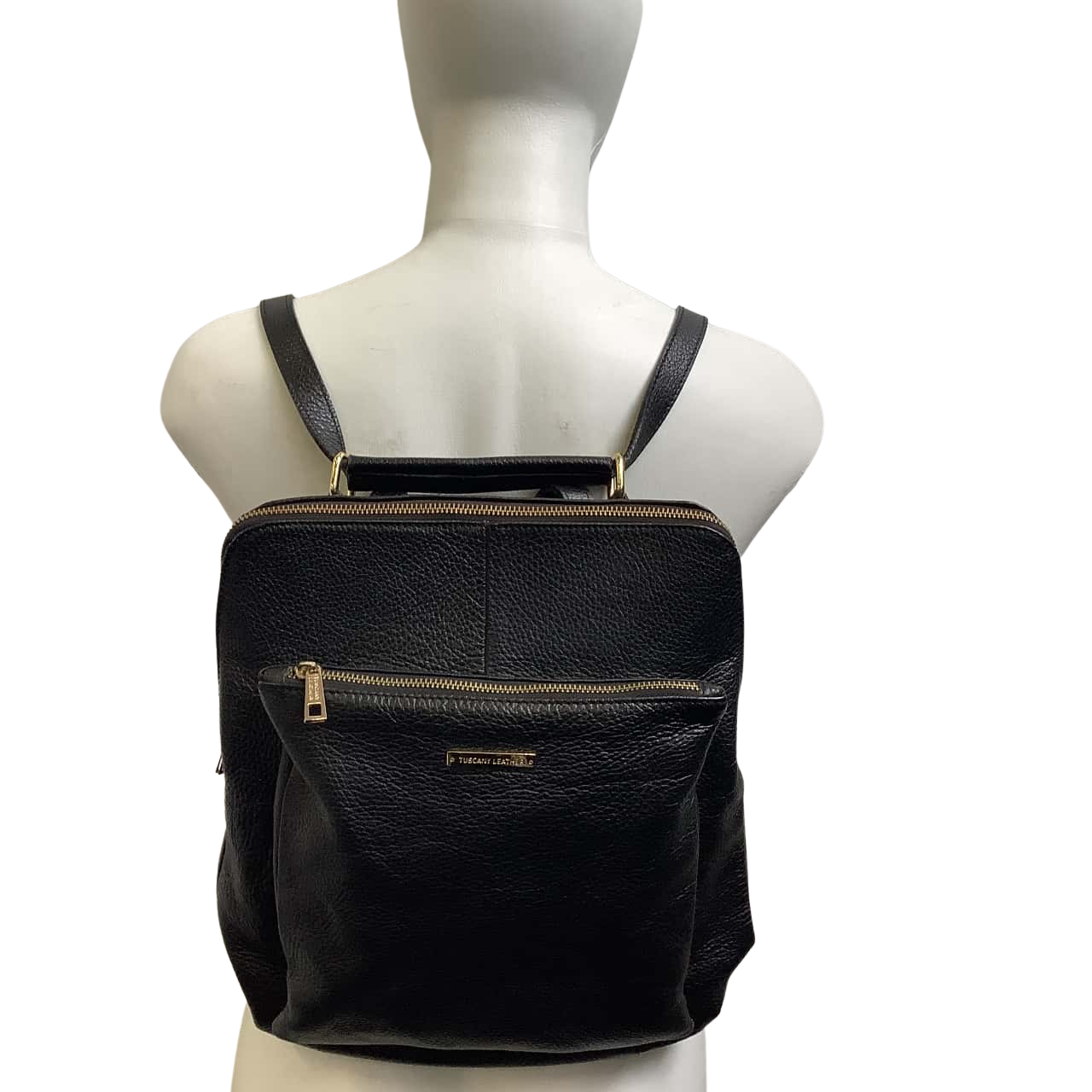Tuscany Leather Womens Textured Backpack / Handbag Black(s)