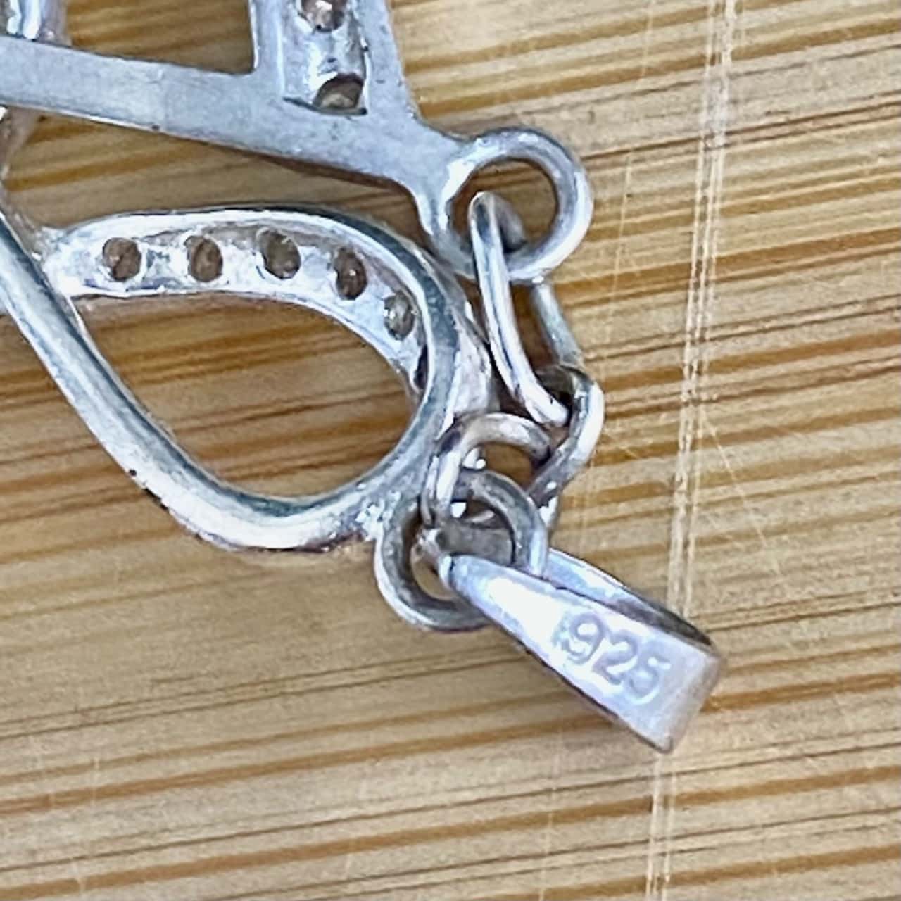 Sterling Silver Diamanté Music Note Pendant (Stamped 925)